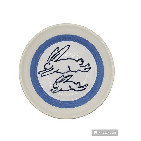 Unbranded | Dining | Rabbits Bunnies Pottery Cobalt Blue Line Hand ...